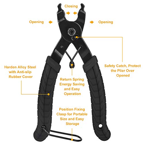 WOTOW Bike Chain Repair Tool Kit Set, Cycling Bicycle Chain Breaker Splitter Cutter & Wear Indicator Checker & Master Link Pliers Remover & Reusable Missing Connector for 6/7/8/9/10 Speed Chain