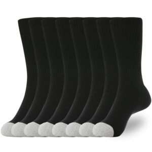 wander women's athletic crew socks 8 pairs cushion running socks for sport wicking cotton socks 10-14 (8 pairs black)