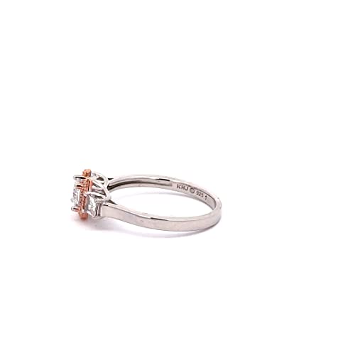 Kelly Herd Jewelry Horseshoe Ring Small Round Cut Three Stone | Rose Gold Plated Sterling Silver Western Ring with CZ Stones 6mm (Size 8)