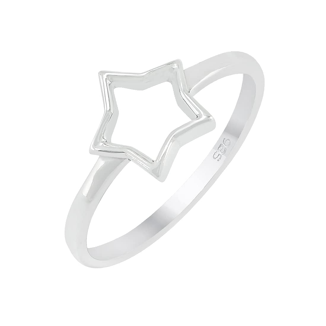 TISHAVI Star Shape Sterling Silver Ring, Size 9, 925 Silver Ring