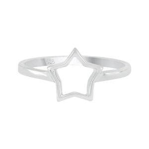 TISHAVI Star Shape Sterling Silver Ring, Size 9, 925 Silver Ring