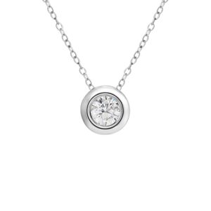 1/2 carat | 14k white gold | natural diamond bezel solitaire diamond pendant necklace | h-i color, i3 clarity | tanache