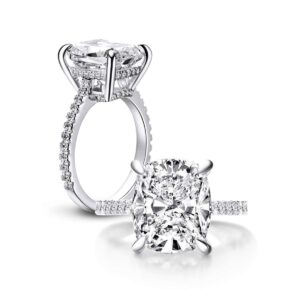 ainuoshi 6 carat clear cushion cut cz cubic zirconia solitaire wedding engagement ring 925 sterling silver