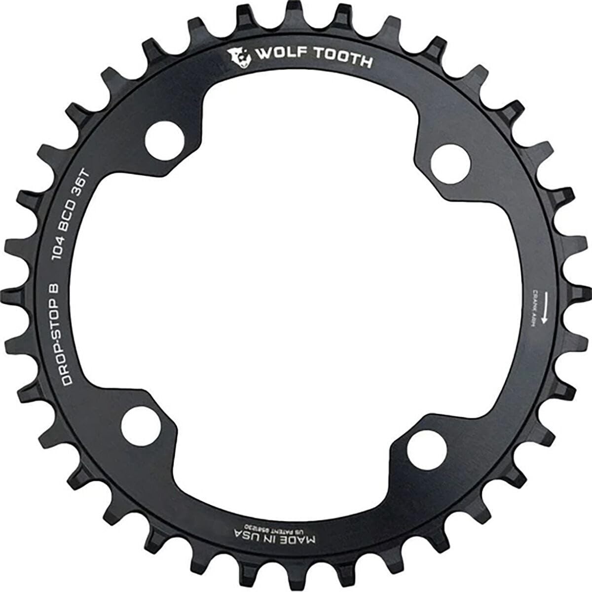 Wolf Tooth 104 BCD Spider Mountain Bike Chainring for Shimano 12spd Hyperglide+ Chain (36 Tooth, Drop-Stop ST, MTB)