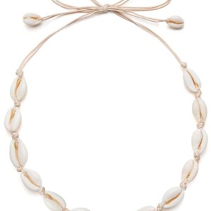 Qceasiy Sea Shell Necklace Choker For Women Summer Beach Natural Cowrie Shell Necklace(Begie Rope)