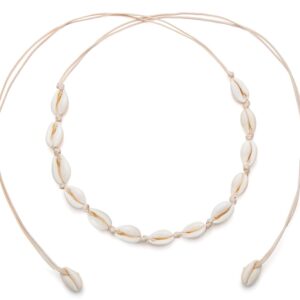 Qceasiy Sea Shell Necklace Choker For Women Summer Beach Natural Cowrie Shell Necklace(Begie Rope)