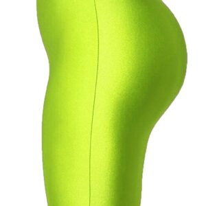 PESION Bike Shorts Women - Active Biker Yoga Shorts, Sexy Spandex Boyshort, Neon Green Large