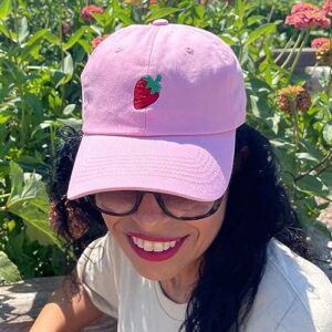 dsy lifestyle strawberry baseball cap- fruit hats unisex hats (light pink)