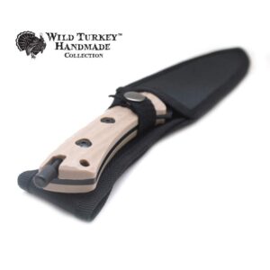 Wild Turkey Handmade 12" Heavy Duty Full Tang Fixed Blade Hunting Knife w/Nylon Sheath (Tan)