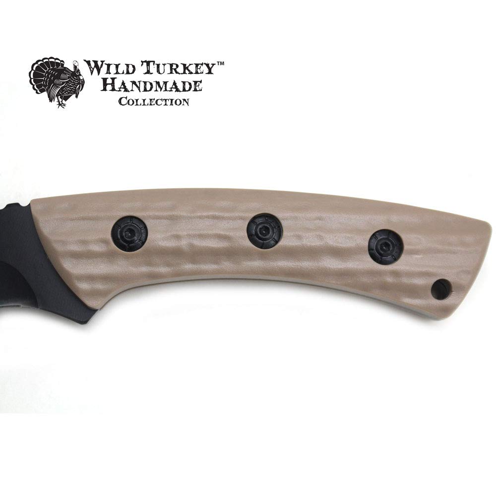 Wild Turkey Handmade 12" Heavy Duty Full Tang Fixed Blade Hunting Knife w/Nylon Sheath (Tan)