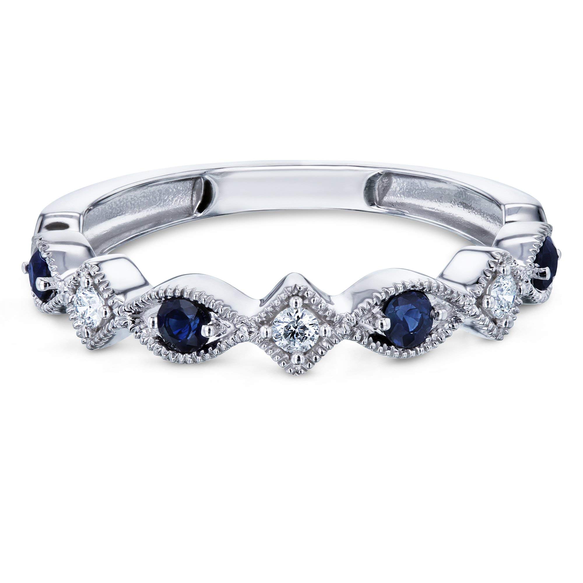 Kobelli Alternating Sapphire and Diamond White Gold Ring, 11