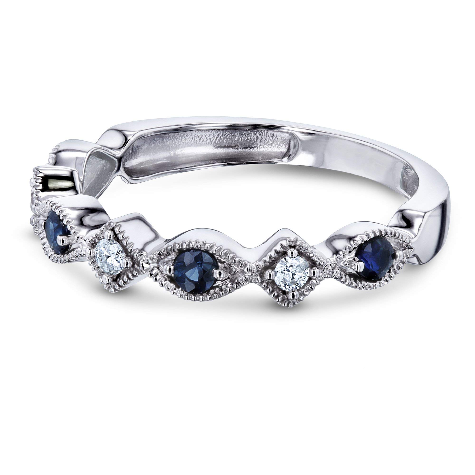 Kobelli Alternating Sapphire and Diamond White Gold Ring, 11