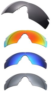 nicelyfit 4 pairs polarized replacement lenses for oakley si ballistic m frame 2.0 sunglasses (black blue red titanium)