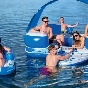 Bestway CoolerZ Tropical Breeze III Inflatable 8-Person Floating Island with UV Sun Shade and Connecting Lounge Rafts