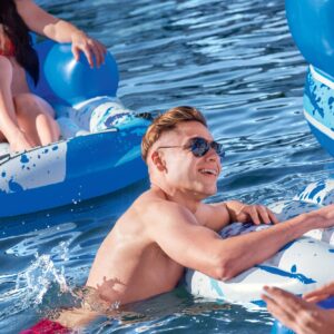 Bestway CoolerZ Tropical Breeze III Inflatable 8-Person Floating Island with UV Sun Shade and Connecting Lounge Rafts