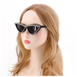 Naimo Sparkling Crystal Cat Eye Sunglasses UV Protection Rhinestone Sunglasses