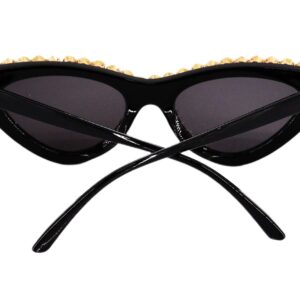 Naimo Sparkling Crystal Cat Eye Sunglasses UV Protection Rhinestone Sunglasses