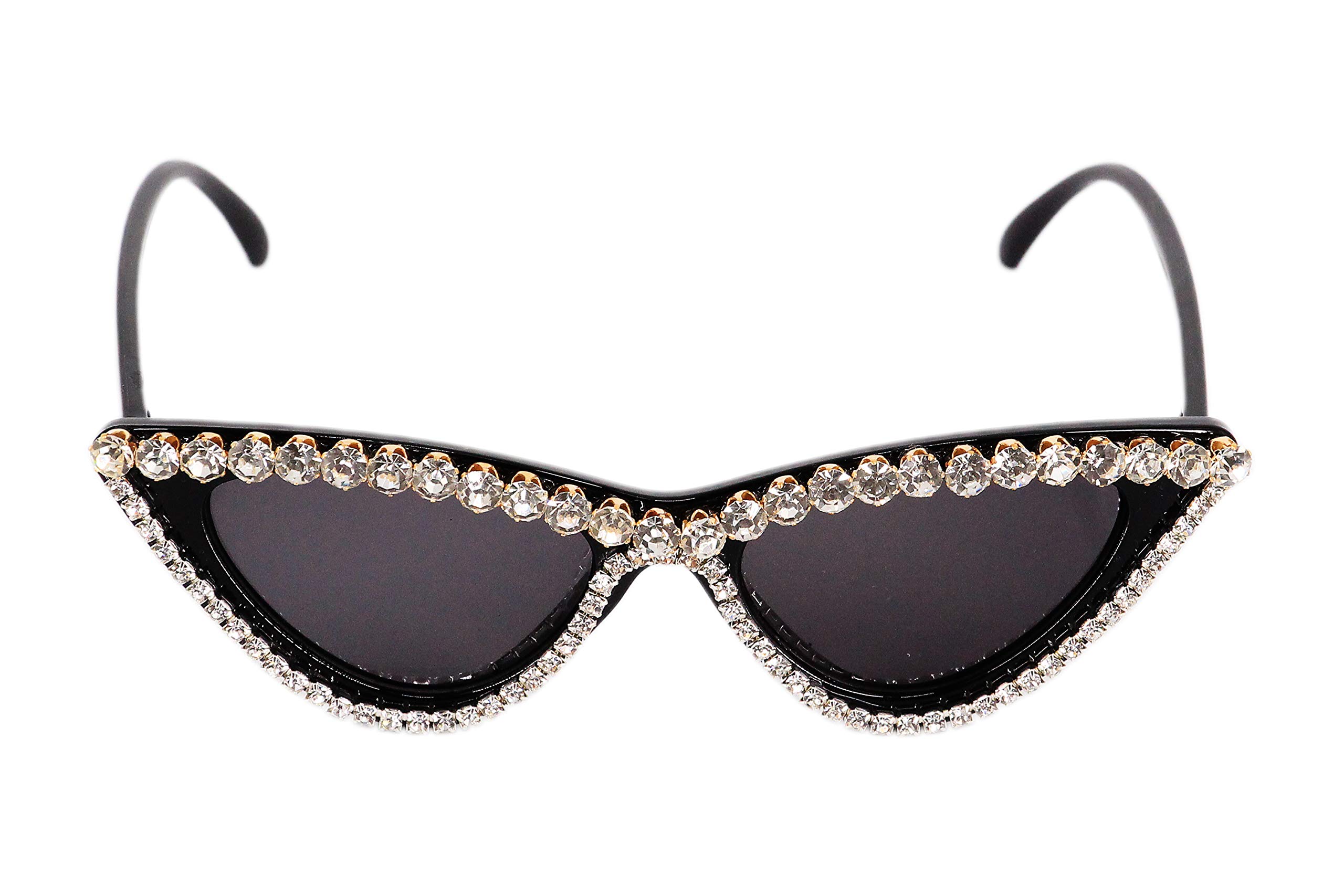 Naimo Sparkling Crystal Cat Eye Sunglasses UV Protection Rhinestone Sunglasses