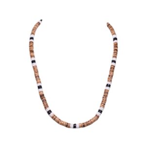 bluerica tiger brown coconut beads & black shell beads necklace (18")