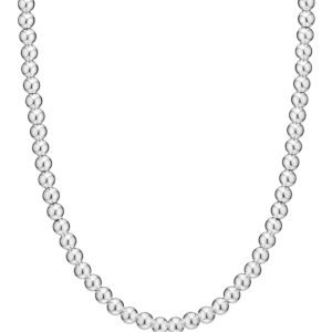 Miabella Italian 925 Sterling Silver Handmade 6mm Bead Ball Strand Chain Necklace for Women, Made in Italy (Length 18 Inches (Small))