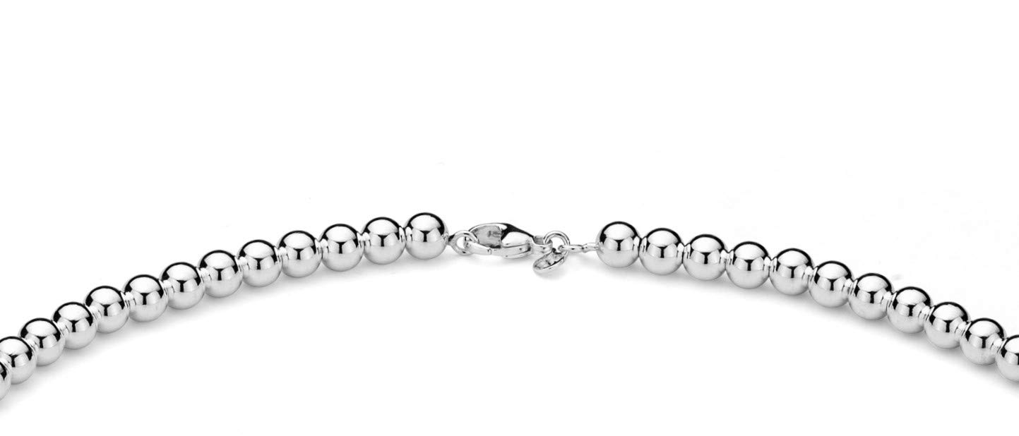 Miabella Italian 925 Sterling Silver Handmade 6mm Bead Ball Strand Chain Necklace for Women, Made in Italy (Length 18 Inches (Small))