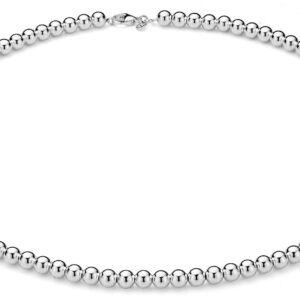 Miabella Italian 925 Sterling Silver Handmade 6mm Bead Ball Strand Chain Necklace for Women, Made in Italy (Length 18 Inches (Small))