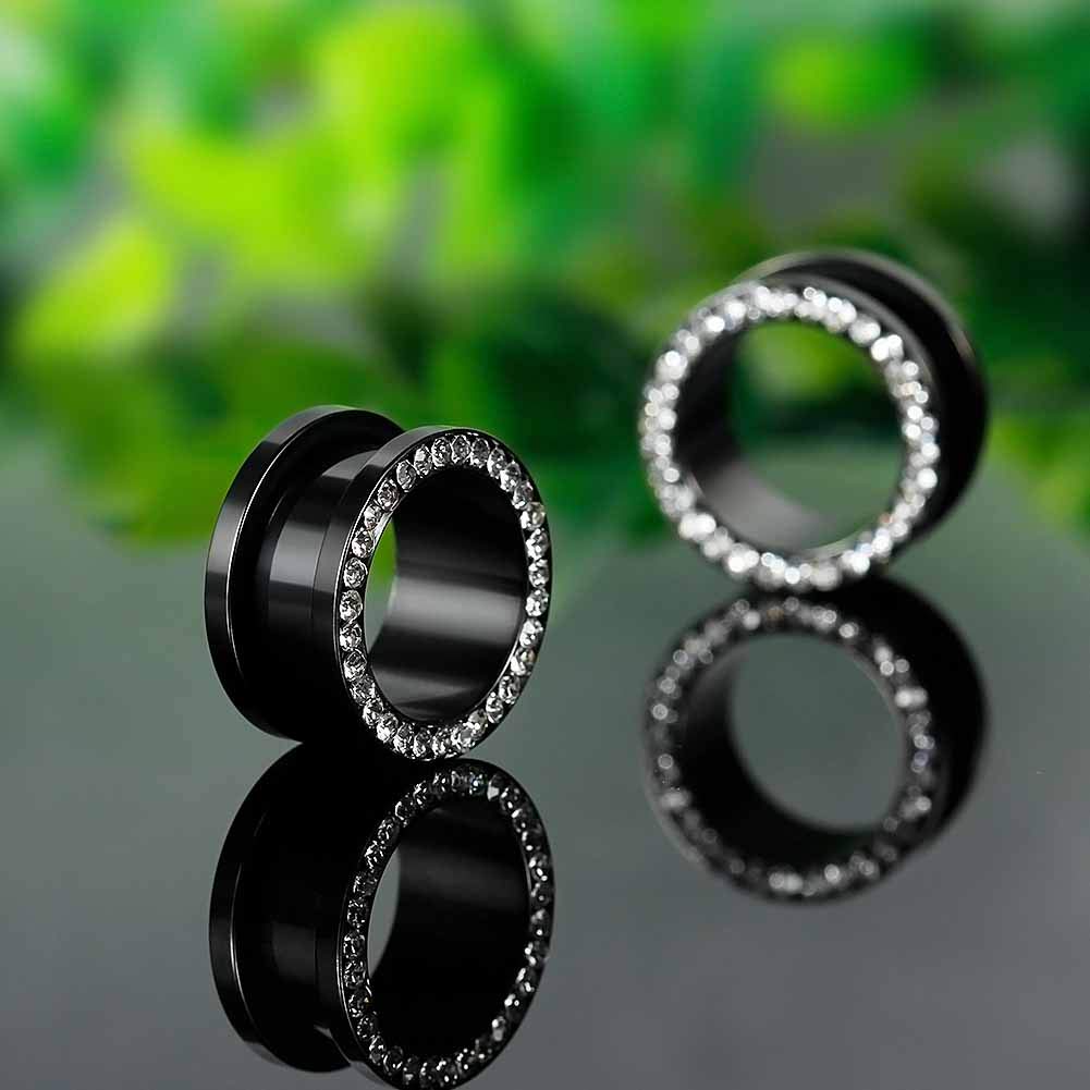 COOEAR Ear Tunnels Flesh Plugs Piercing Expander Stretchers Earrings Steel Gem Women Jewelry Size 8g(3mm) to 5/8"(16mm)