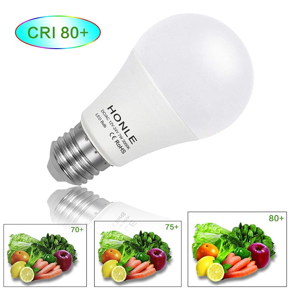 E26 LED Light Bulbs Warm White 3000K Low Voltage 12V 7W Standard Edison Base 60w Halogen Bulb Equivalent, Pack of 2