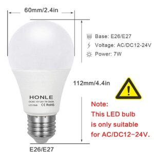 E26 LED Light Bulbs Warm White 3000K Low Voltage 12V 7W Standard Edison Base 60w Halogen Bulb Equivalent, Pack of 2