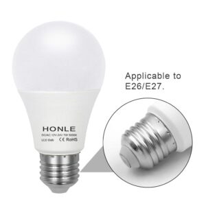 E26 LED Light Bulbs Warm White 3000K Low Voltage 12V 7W Standard Edison Base 60w Halogen Bulb Equivalent, Pack of 2