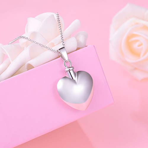 BEILIN Memorial Gift Love Heart Cremation Jewelry 925 Sterling Silver Keepsake Ash Forever in My Heart Urn Pendant Necklace for Ashes