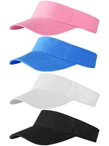 trounistro 4 pack sun sports visor hats adjustable hat summer cotton cap for golf cycling fishing tennis running jogging and other sports (style 2)