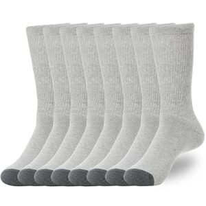 wander women's athletic crew socks 8 pairs cushion running socks for women sport wicking cotton socks 10-14 (8 pair grey)