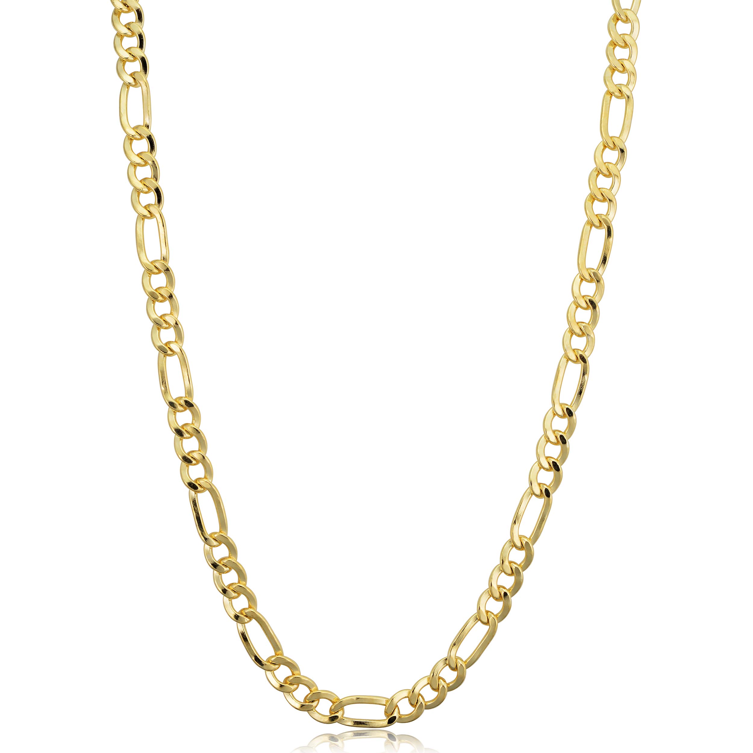 Kooljewelry 14k Yellow Gold Filled Solid Figaro Link Chain Necklace (4.2 mm, 24 inch)