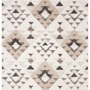 SAFAVIEH Moroccan Tassel Shag Collection Accent Rug - 4' x 6', Ivory & Brown, Boho Design, Non-Shedding & Easy Care, 2-inch Thick Ideal for High Traffic Areas in Foyer, Living Room, Bedroom (MTS688A)