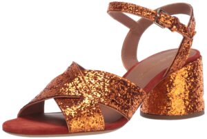 emporio armani women's metallic low block heel heeled sandal, peach, 38 medium eu (8 us)