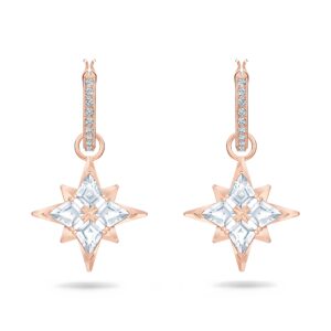 swarovski symbolica collection women's dangling mini hoop pierced earrings, rose-gold tone finished with clear crystal accents