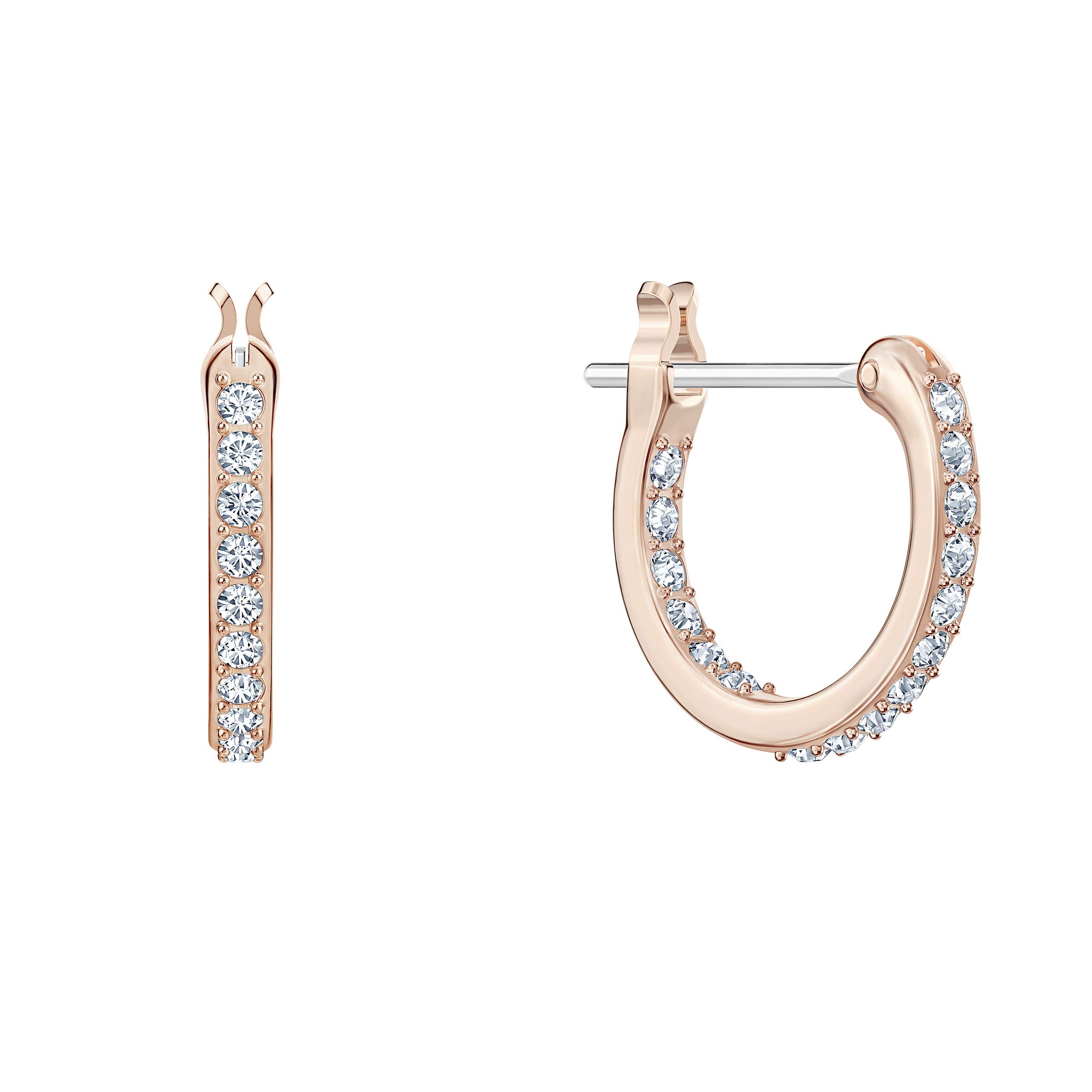 Swarovski Symbolica Collection Women's Dangling Mini Hoop Pierced Earrings, Rose-Gold Tone Finished with Clear Crystal Accents