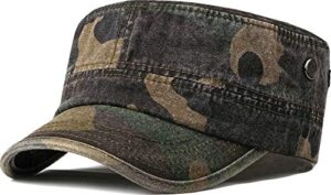 fasbys military army cadet hat men women unisex cotton flat top camo baseball cap adjustable daily sports camping hat