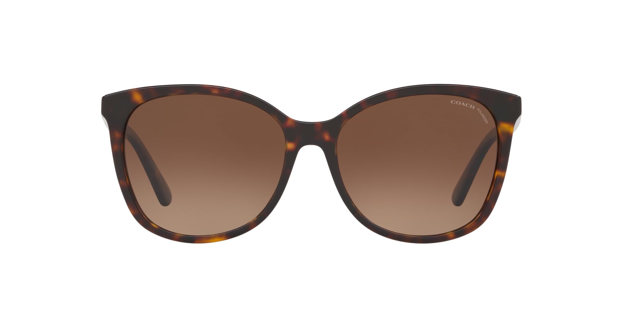 Coach HC8271U Universal Fit Sunglasses, Dark Tortoise/Dark Brown Gradient Polarized, 57 mm