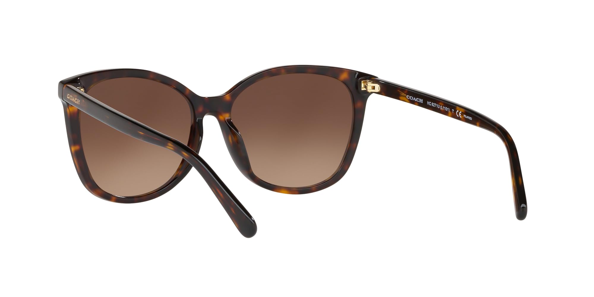 Coach HC8271U Universal Fit Sunglasses, Dark Tortoise/Dark Brown Gradient Polarized, 57 mm