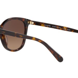 Coach HC8271U Universal Fit Sunglasses, Dark Tortoise/Dark Brown Gradient Polarized, 57 mm