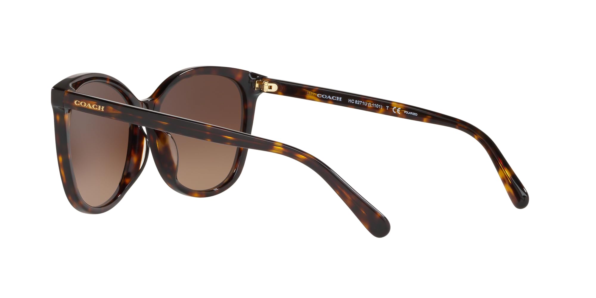 Coach HC8271U Universal Fit Sunglasses, Dark Tortoise/Dark Brown Gradient Polarized, 57 mm