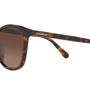 Coach HC8271U Universal Fit Sunglasses, Dark Tortoise/Dark Brown Gradient Polarized, 57 mm