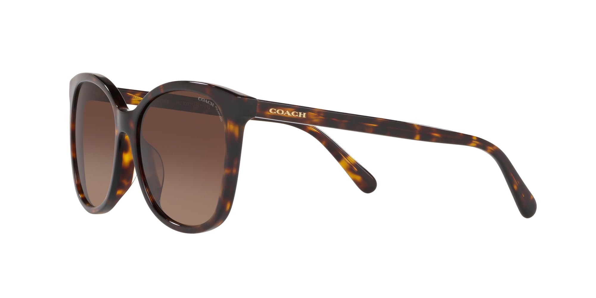 Coach HC8271U Universal Fit Sunglasses, Dark Tortoise/Dark Brown Gradient Polarized, 57 mm