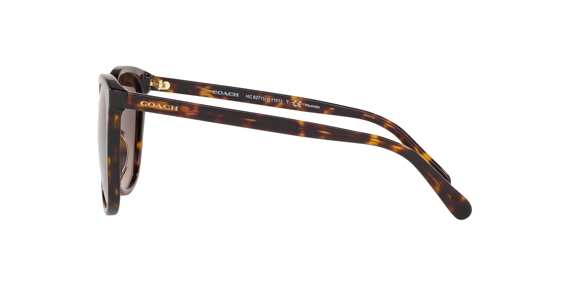 Coach HC8271U Universal Fit Sunglasses, Dark Tortoise/Dark Brown Gradient Polarized, 57 mm