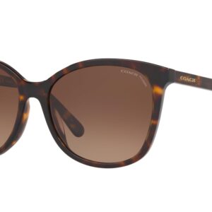 Coach HC8271U Universal Fit Sunglasses, Dark Tortoise/Dark Brown Gradient Polarized, 57 mm