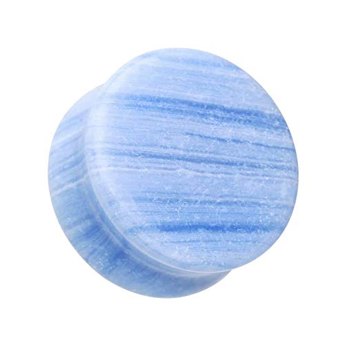 Covet Jewelry Blue Lace Agate Stone Double Flared Ear Gauge Plug (7/8" (22mm))