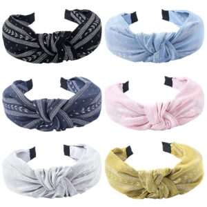 ivyu headbands women hair head bands - accessories cute boho beauty fashion hairbands girls cross vintage head hair bands knotted wide band for workout gym yoga running 6 pcs