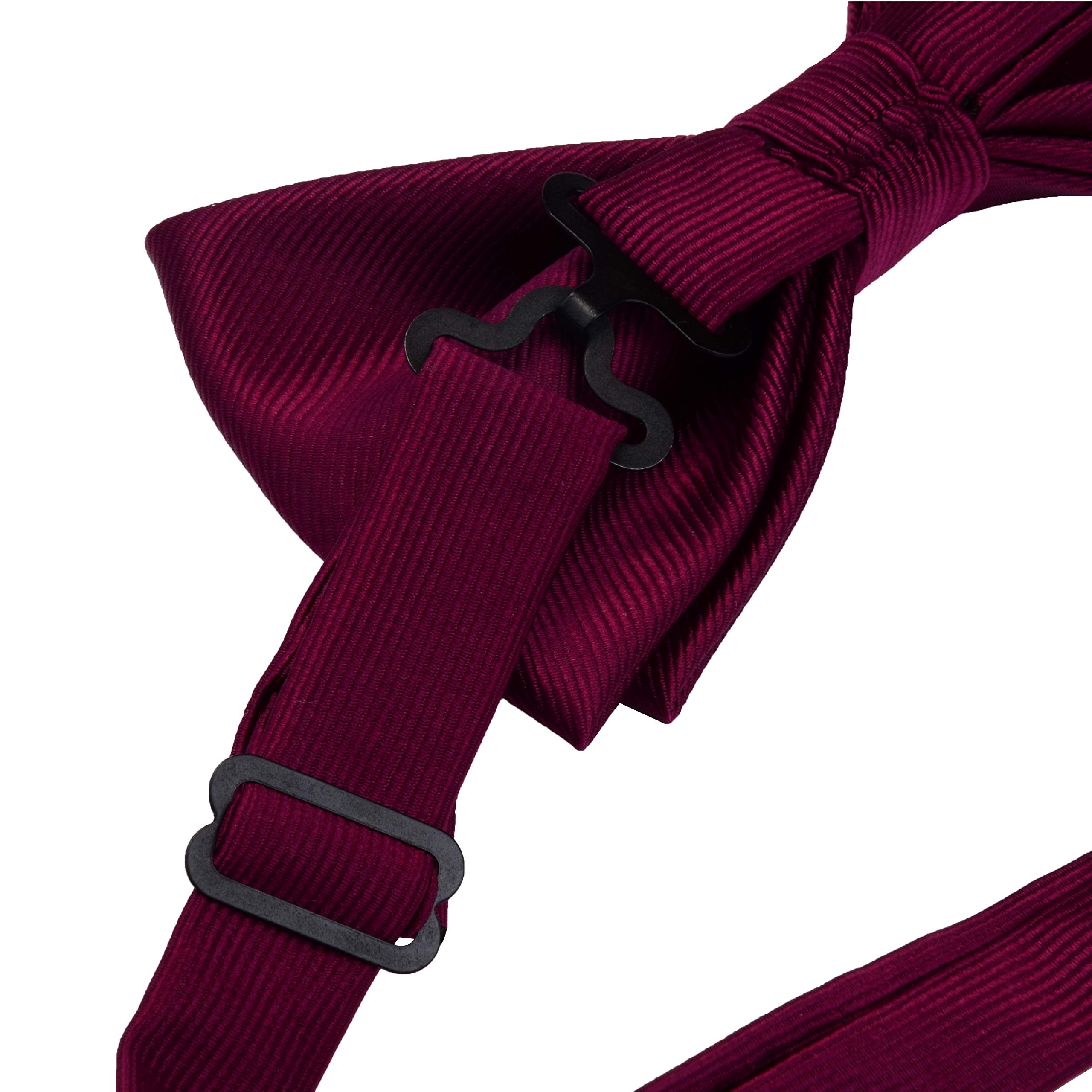 Burgundy Bow Tie Pre-tied Adjustable Wine Red Bow Ties and Pocket Square Cufflink Sets (0577-06)